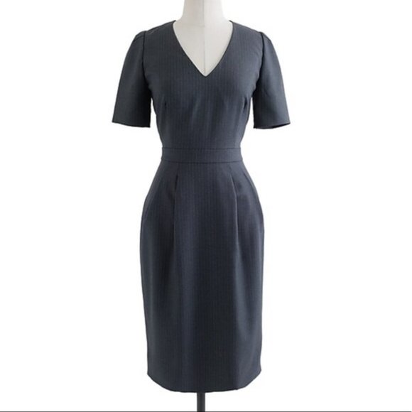 J. Crew | Dresses | J Crew Memo Dress In Pinstripe Super 2s Size 12 ...